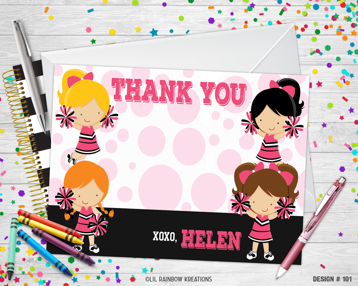 101 | Cheerleader Party Invitation & Thank You Card – Little Rainbow ...