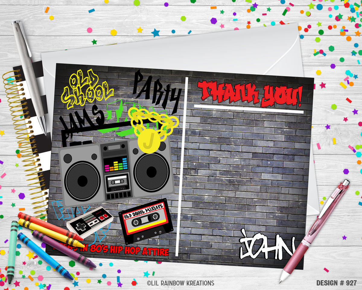 927 | Funky Fresh Hip Hop Party Invitation & Thank You Card – Little ...